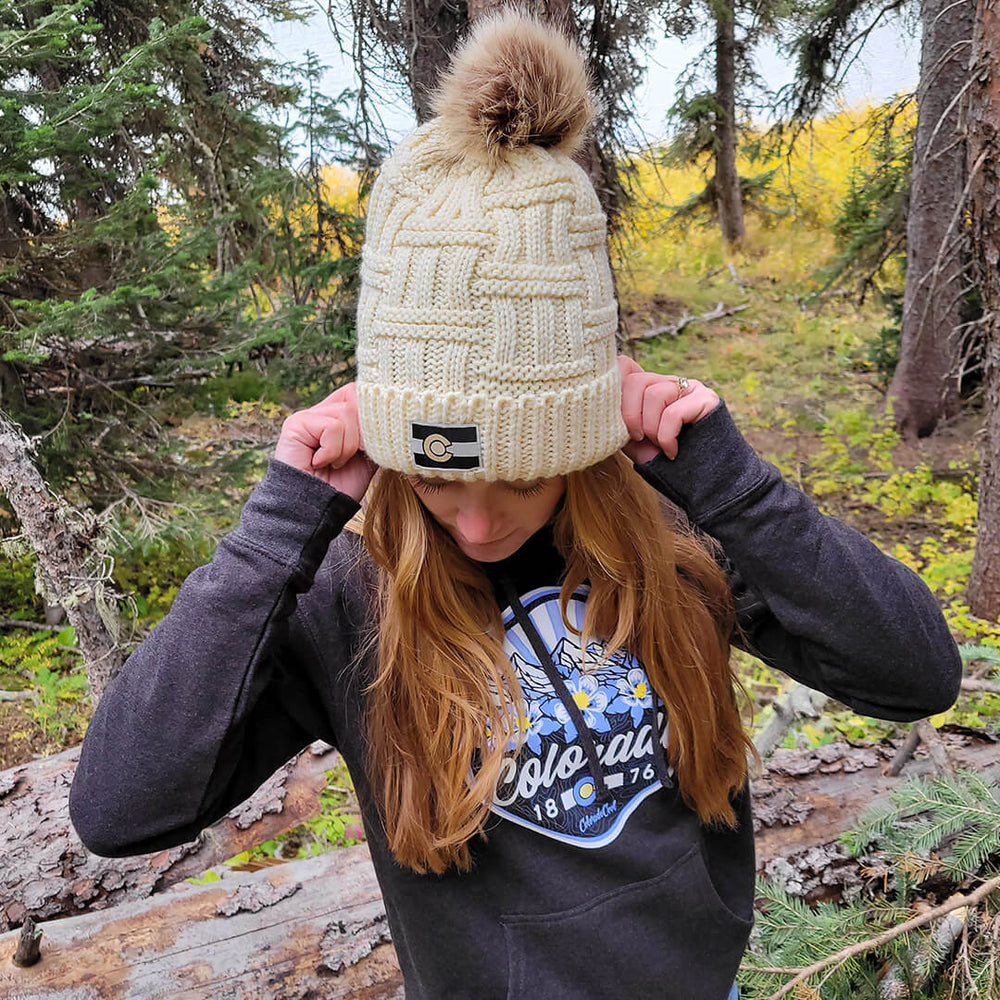 Colorado Flag Beanie - Black w/ Rose Gold Colorado C