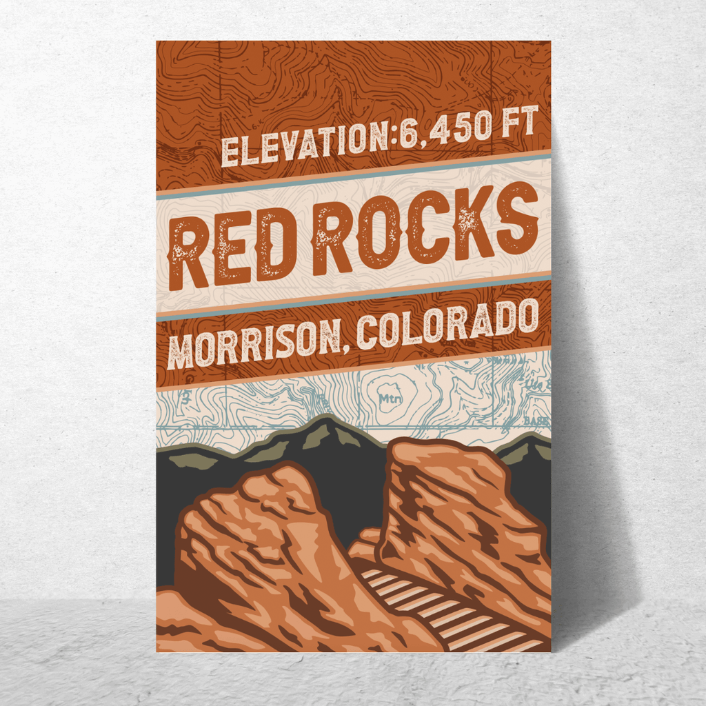 Red Rocks Topo Poster