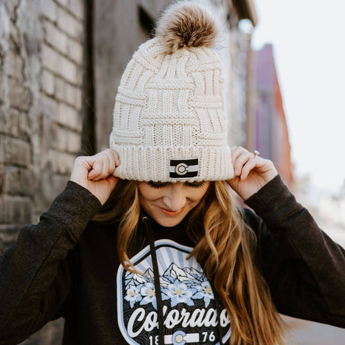 Colorado Flag Beanie - Black w/ Rose Gold Colorado C