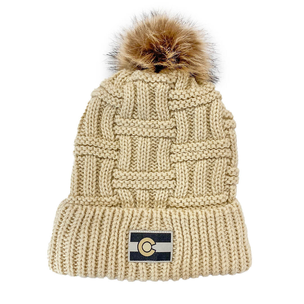 Colorado Flag Beanie - Black w/ Rose Gold Colorado C