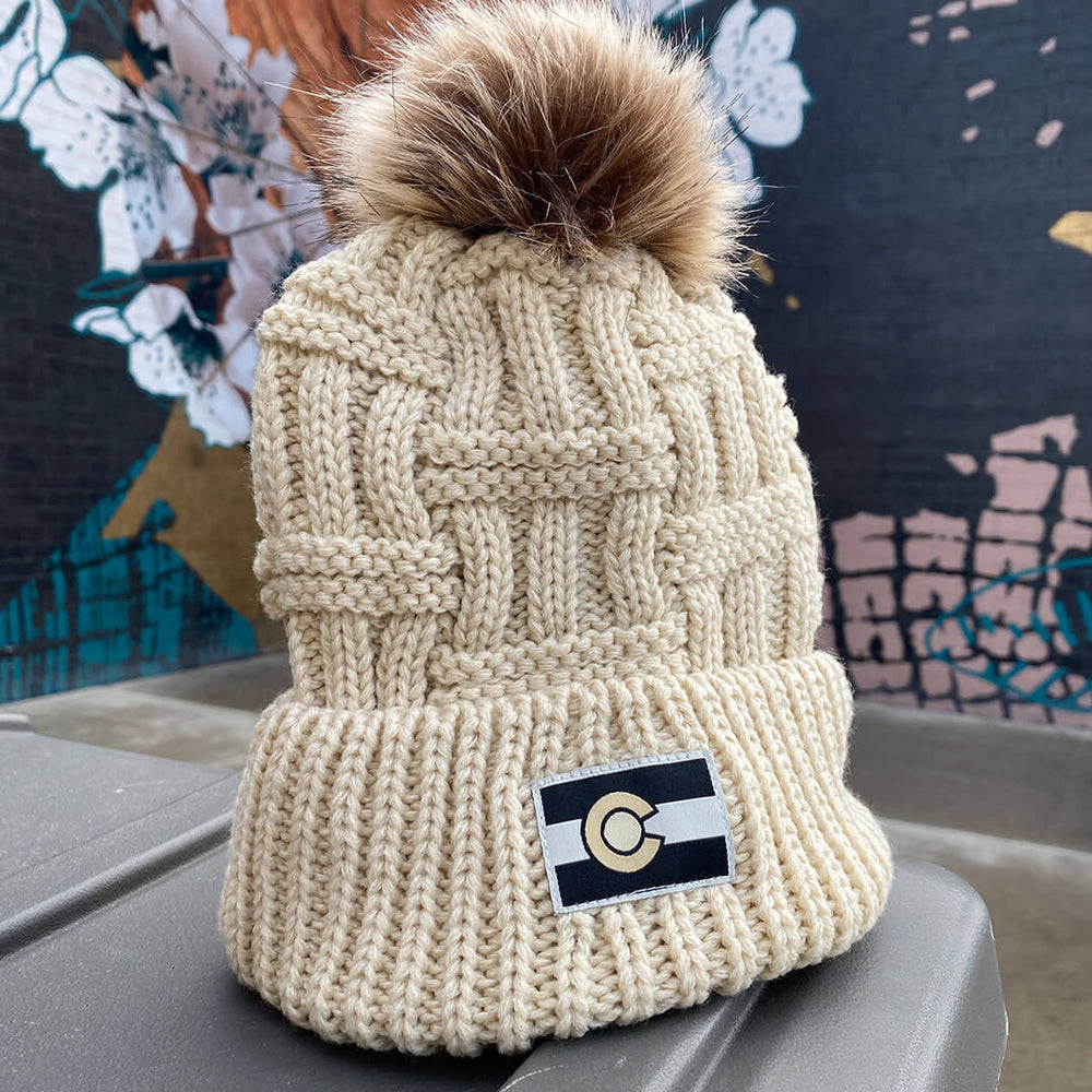 Colorado Flag Beanie - Black w/ Rose Gold Colorado C