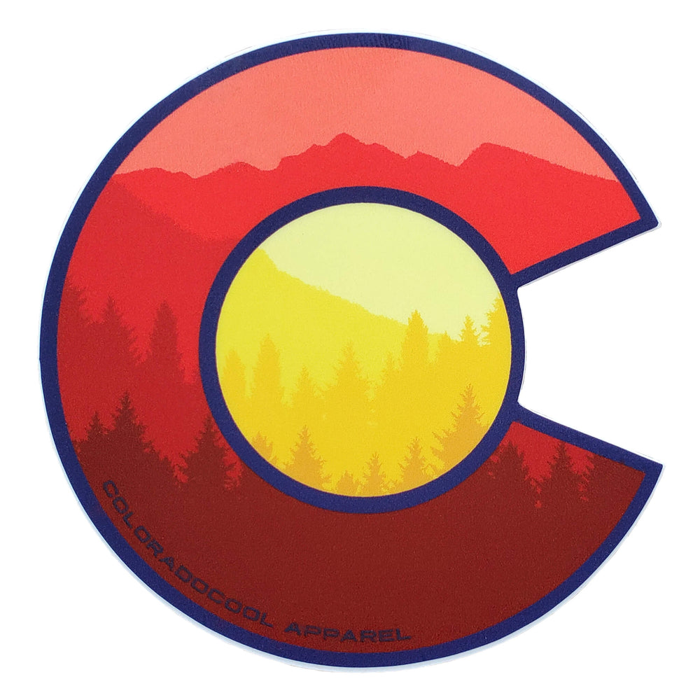 Layered Mountain Sticker - Colorado Flag Sticker - Red/Gold